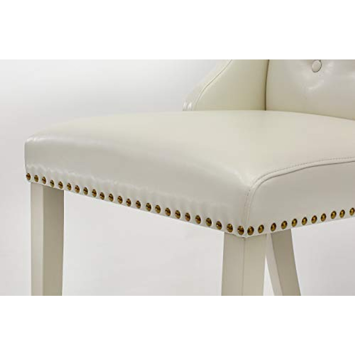 East West Furniture SHFO3-WHI-44 3 Piece Dining Set Contains a Round Dining Room Table with Pedestal and 2 Light Grey Faux Leather Upholstered Parson Chairs, 42x42 Inch, Linen White