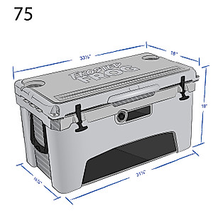 Frosted Frog Gray 75 Quart Ice Chest Heavy Duty High Performance Roto-Molded Commercial Grade Insulated Cooler