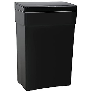13 Gallon Plastic Kitchen Trash Can Trash Can Automatic Touch Free High-Capacity Garbage Can Black