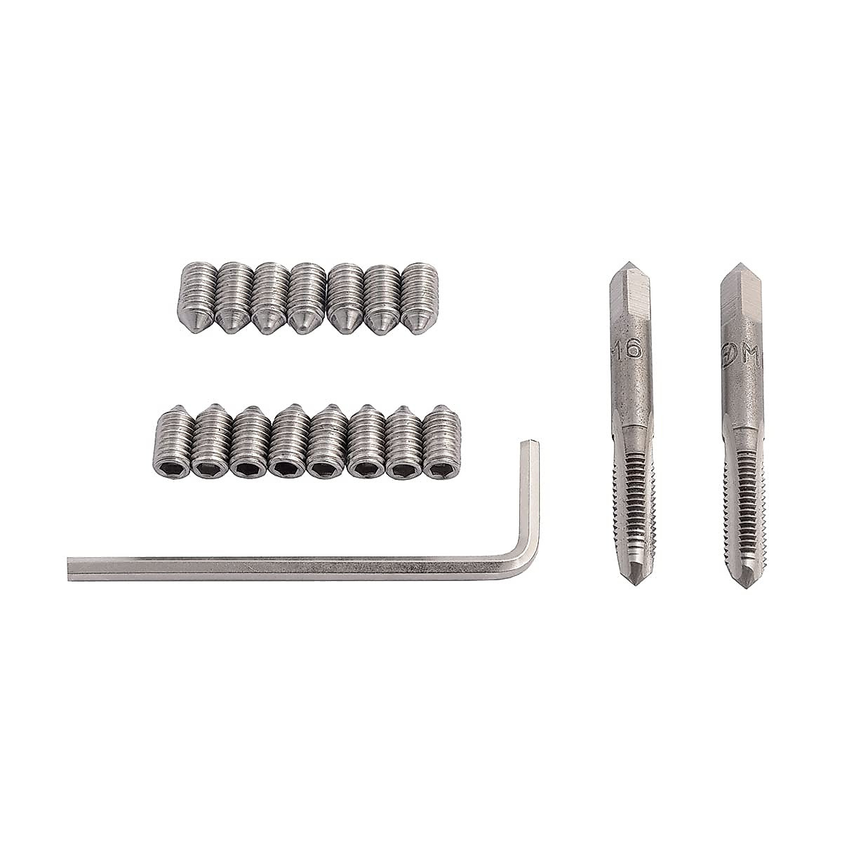 TERNENCE Chastity Cage Device Accessories M6x11mm Stainless Steel Cone Point Hexagon Socket Grub Screws 15pcs and 6mm X 1 Taper and Plug Tap Hand Thread M6 X 1mm Pitch 2pcs (M6)