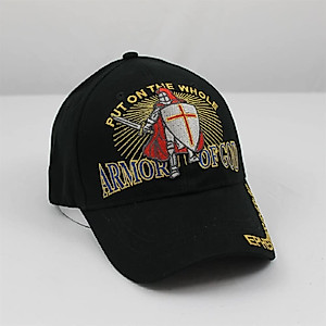 Put on the Whole Armor of God Embroidered Baseball Cap, Black, Adjustable