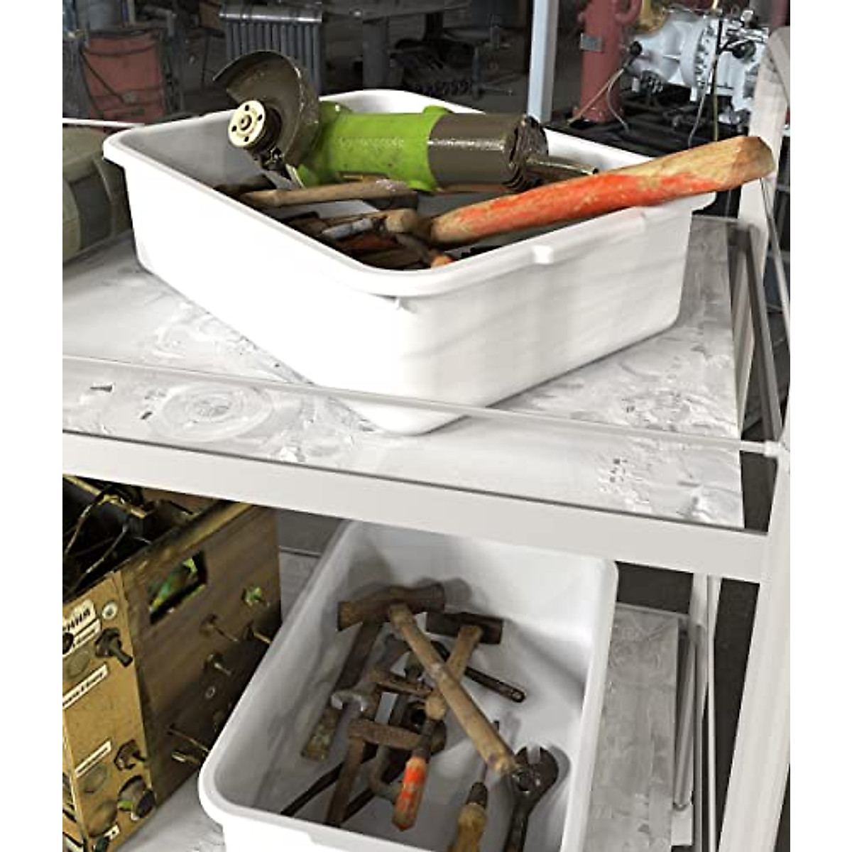 5-Pack Commercial Bus Tubs Box/Tote Box, White Plastic Storage Bin with Handles/Wash Basin Tub (8 Liter)