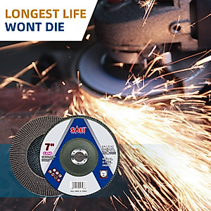 Sali 10 Pack Flap Disc 40 Grit 7" x 7/8-Inch Sanding Disc Bevel Type #29 Premium and Industrial Grade Angle Grinder Grinding Wheel High Performance Edge Grinding