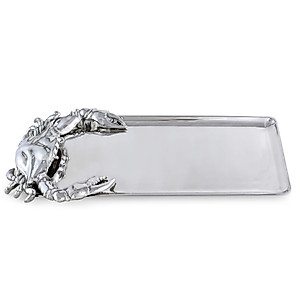 Arthur Court Designs Aluminum Crab Oblong Tray Food Serving Tray Coastal Ocean Theme Metal Artisan Quality Hand Polished Tarnish-Free 18 inch x 7 inch
