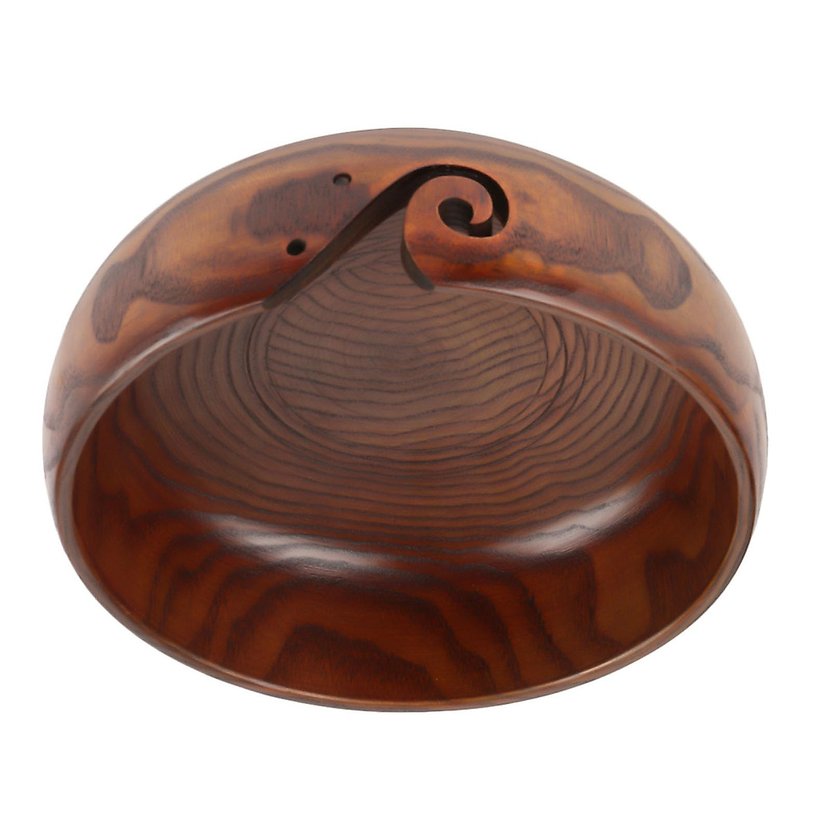 Wooden Yarn Bowl, Handmade Natural Wood Craft Knitting Yarn Bowls with Holes Storage Gift for Knitting and Crocheting (7.1 x 2.8 inch)