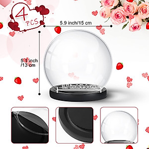 Tuanse 4-Piece Glass Dome Display Showcase with Wood Base - DIY Craft Keepsake Globe Display Case - Gifts for Women, Wedding Tabletop Centerpiece Decoration