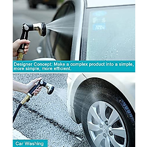 ESOW Garden Hose Nozzle Sprayer, 100% Heavy Duty Metal Water Hose Nozzle with 8 Different Spray Patterns, High Pressure Hand Sprayer for Watering Plant & Lawn, Washing Car & Pet