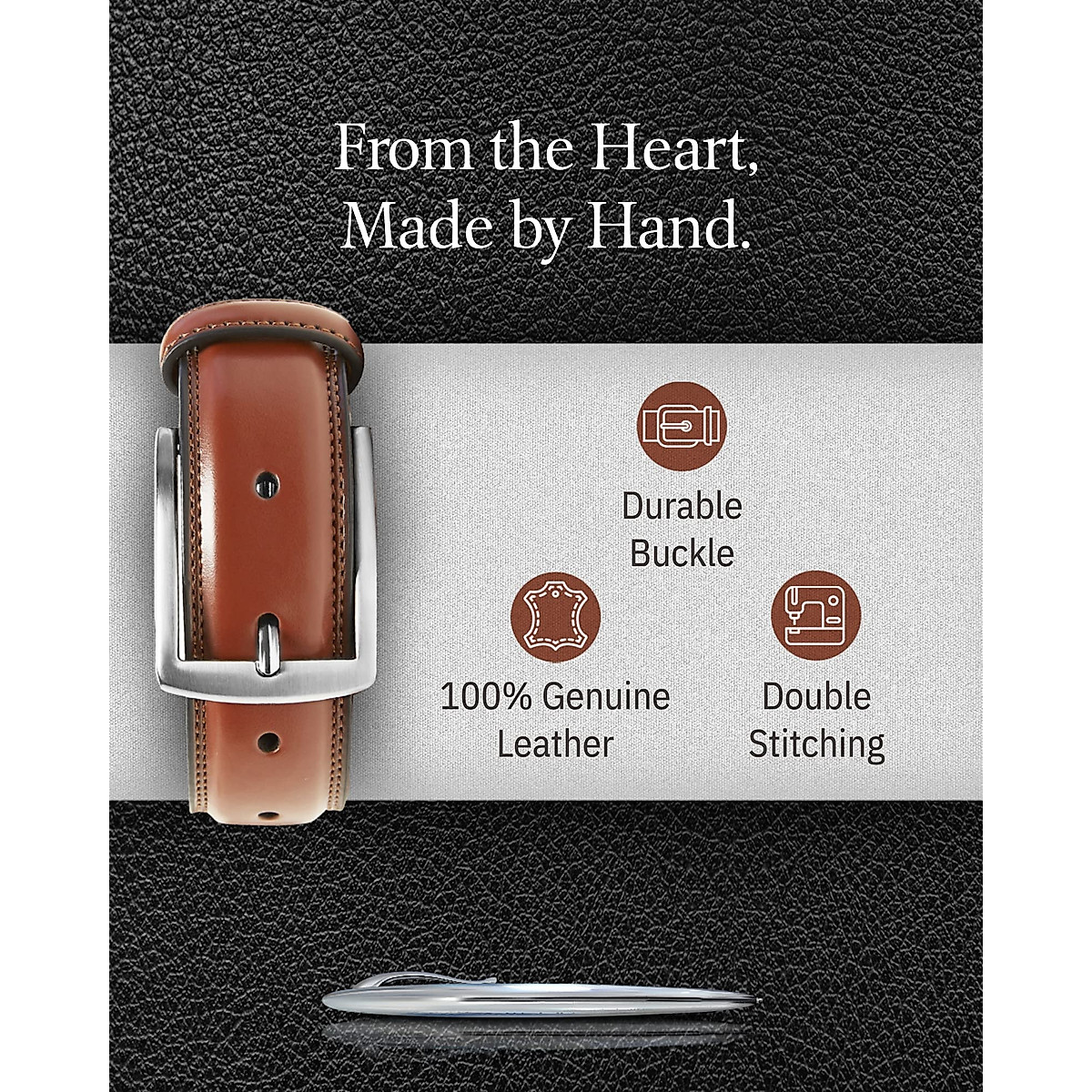 Access Denied Genuine Leather Dress Belts For Men - Mens Belt For Suits, Jeans, Uniform Brown Belt - Designed in the USA