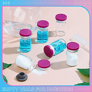 Lallisa 30 Pack 5ml Glass Vials Clear Glass Headspace Vials with Plastic-Aluminum Flip Caps and Rubber Stoppers Flat Bottom Lab Vial Sealed Sample Vials