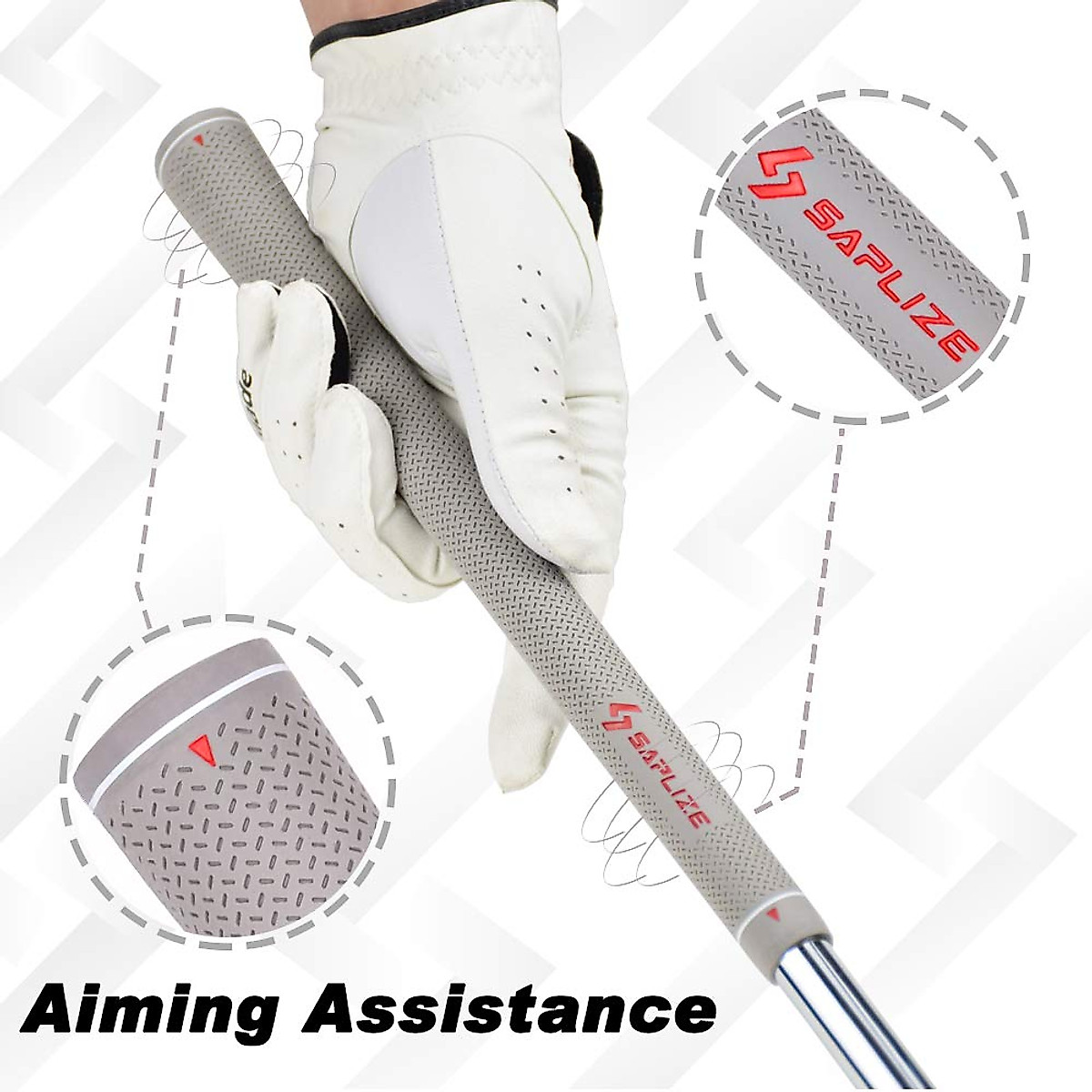 SAPLIZE Rubber Golf Grips, 13 Grips with Complete Regripping Kit, Midsize, Golf Club Grip, Grey