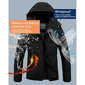 Pursky Women's Teen Lightweight Short Winter Hooded Coat Waterproof Warm Puffer Jacket Parka Black M