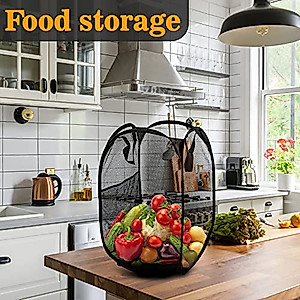 MAQIHAN Pop up Laundry Hamper - Black Dirty Mesh Laundry Basket - Foldable Collapsible Mesh Popup Laundry Hamper Portable Carrier Baskets Pop up with Handles for Travel Square Clothes Toy Storage Bin