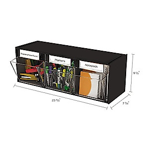 deflecto 20304OP Tilt Bin Plastic Storage System, 3 Bins, 23 5/8 x 7 3/4 x 9 1/2, Black