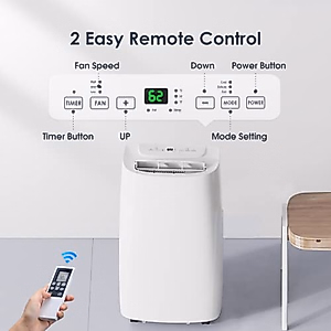 Portable Air Conditioner - Rintuf 2022 14000 BTU Portable AC Unit, Cools Rooms up to 700 Sq.ft, Also as Dehumidifier & Fan, with 24H Timer Remote Control Window Kit Exhaust Hose for Home Living Rooms Bedroom