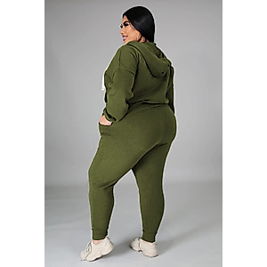 Tycorwd Women's Plus Size Two Piece Outfits Sweatsuits Sets Long Sleeve Loungewear Tracksuit Sets Dark green-3XL