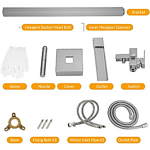 BESy Freestanding Bathtub Faucet Waterfall Tub Filler Brushed Nickel Floor Mount Brass Single Handle Bathroom Tub Faucets with 2 Function Hand Shower Wand