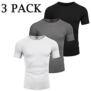 COOFANDY Men's 3 Pack Workout T Shirts Short Sleeve Gym Bodybuilding Muscle Shirts Base Layer Fitness Tee Tops