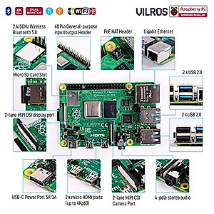 Vilros Basic Starter Kit for Raspberry Pi 4 Model B with Official Raspberry Pi Accessories-Includes: Raspberry Pi 4 Board, Official Raspberry Pi Case, Case Fan, Power Supply and More (2GB, Red/White)