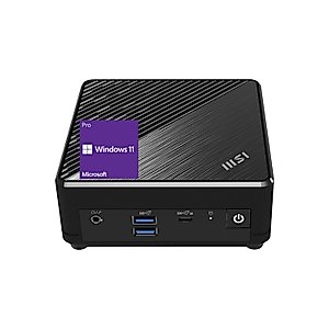 MSI Cubi B0A9 Mini Form Factor Business Desktop, Intel N200 Processor, 32GB RAM, 1TB SSD, Wi-Fi 5 and Bluetooth, Display Port, HDMI, RJ-45, USB 3.2 Gen 2, VESA Mount, Windows 11 Pro, Black