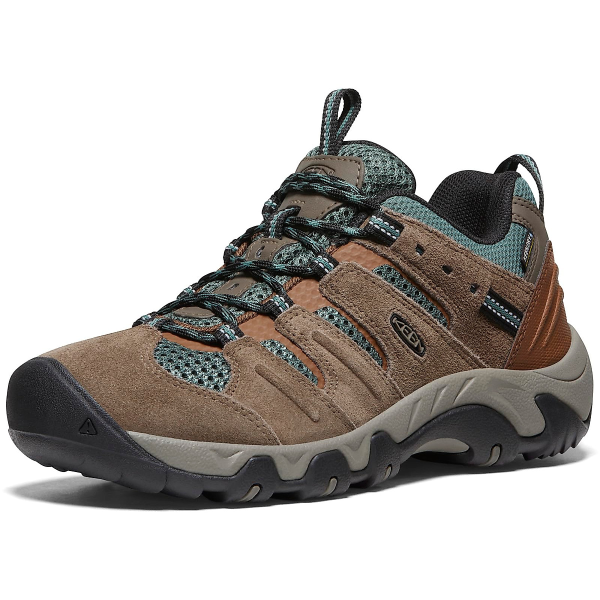 KEEN Women's Headout Low Height Waterproof All Terrain Hiking Shoes, Shitake/Dark Forest, 9.5