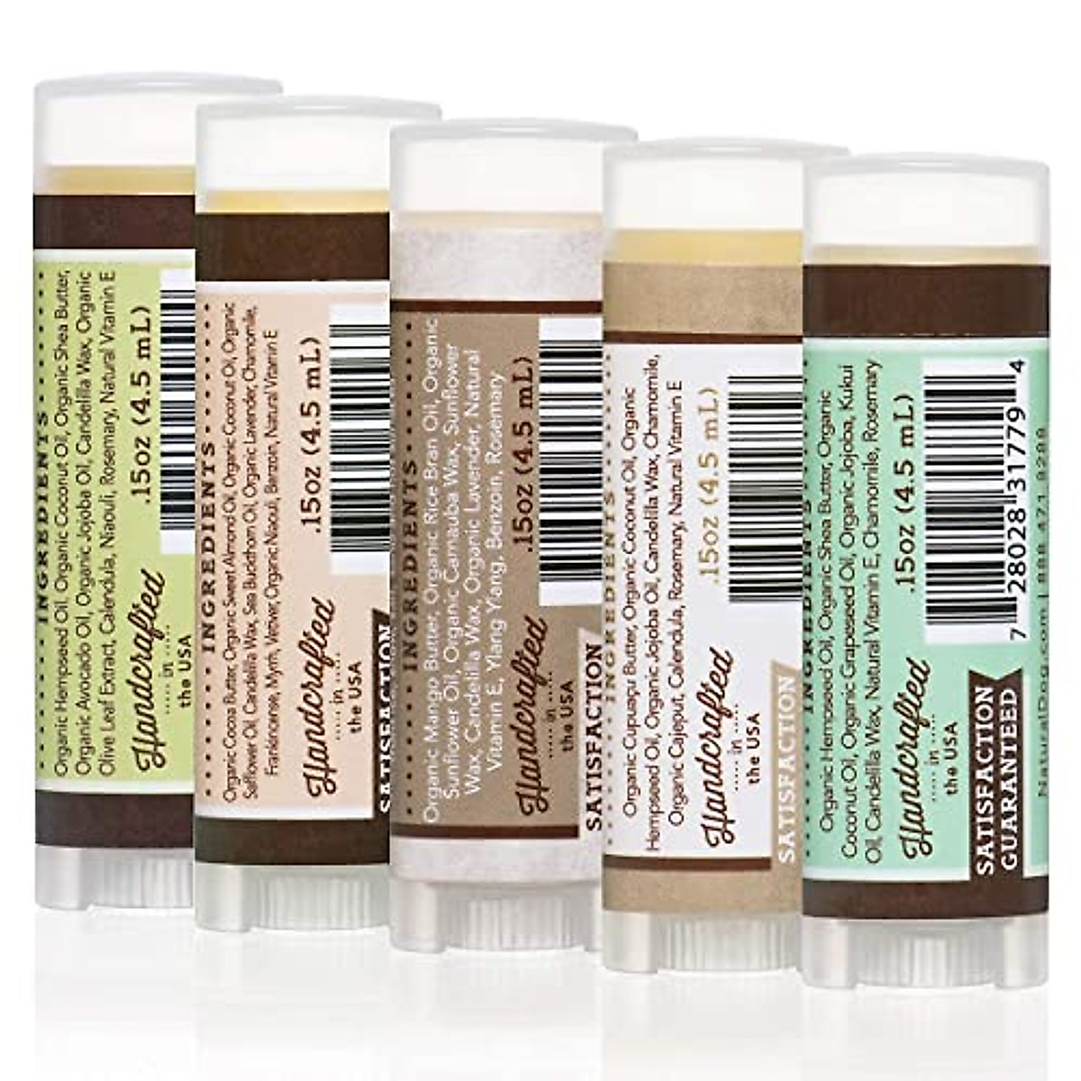 Natural Dog Company Powerhouse Bundle, Includes 5 Healing Balms that Relieve Skin Irritations, Cracked Paws and Dry Noses, Organic, All Natural Ingredients, 0.15oz Trial Sticks