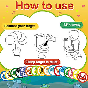 Woanger 240 Pieces Toilet Targets for Boys, Ocean Animals Potty Training Flushable Targets Sea Creatures Potty Training Stickers 2 Inch Pee Stickers Color Changing Pee Targets