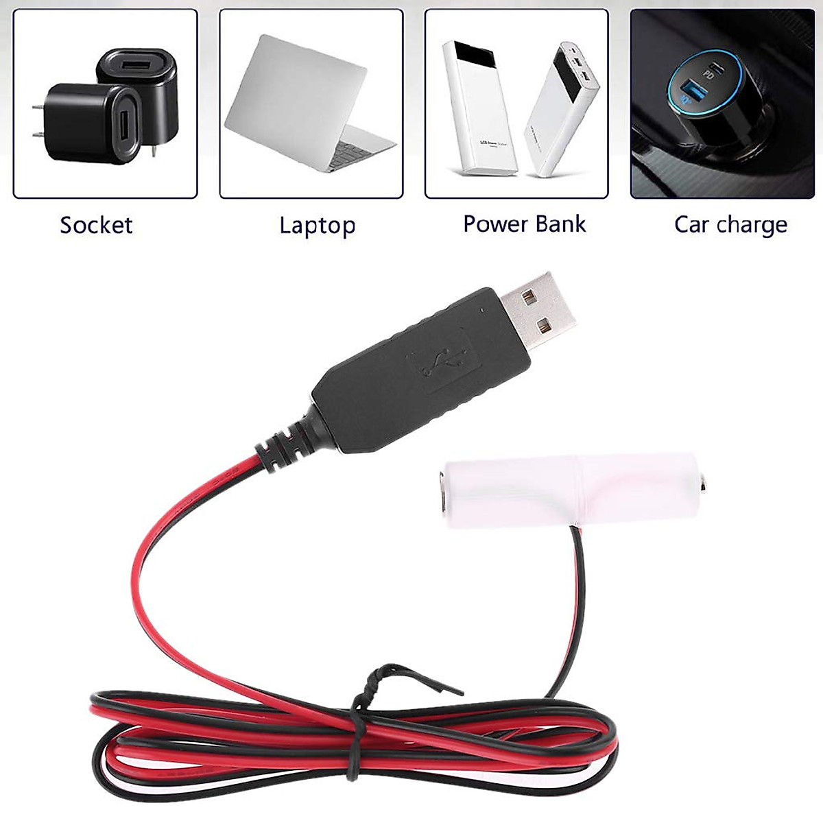 LR6 AA Battery Eliminator USB Power Supply Cable Replace 1-4pcs 1.5V AA Battery