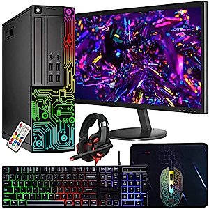 Dell Optiplex Small Desktop Computer (SFF) PC | Quad Core Intel i5 (3.2GHz) | 16GB DDR3 RAM | 512GB SSD | 24 Inch Monitor | RGB Gaming Keyboard & Mouse , Headset | Windows 10 Pro (Renewed)