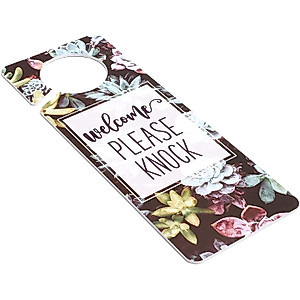 Juvale 3 Pack Do Not Disturb Door Hanger Sign, Welcome Please Knock, Double Sided (Succulents)