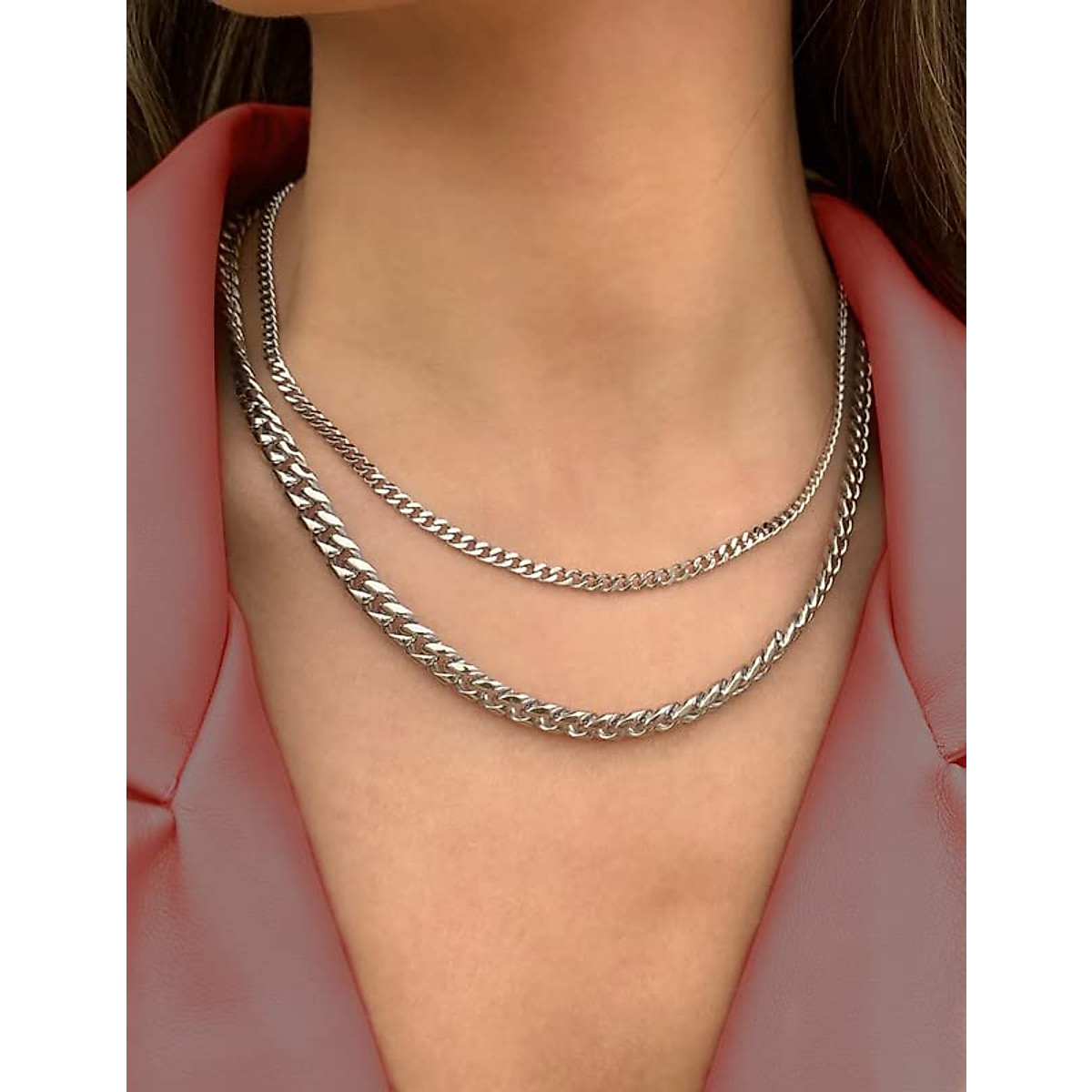 Waitsoul 925 Sterling Silver Cuban Chain Lobster Clasp 8mm Silver Cuban Link Curb Chain Necklace for Men Women Diamond Cut 20 Inches