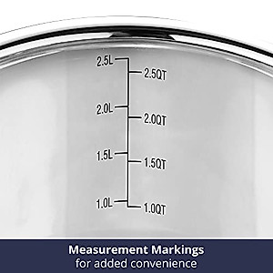 Bergner - Essentials - 2.6 Quart Stainless Steel Soup Pot with Vented Tempered Glass Lid and Steamer Insert - Induction Safe Cookware - Suitable for All Stove Types