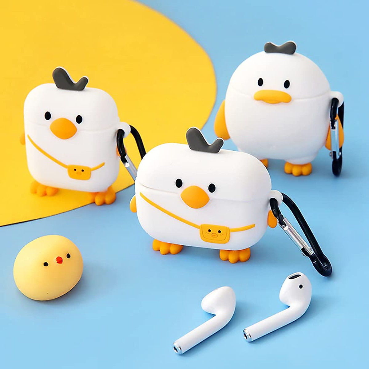 Compatible with AirPods Case, Silicone 3D Animal Cute Penguin Chicken Duck Reindeer Piggy Fun Cartoon Character Airpod Cover (AirPods Pro, Chicken with Bag)