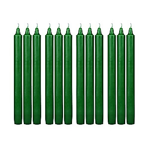 Zest Candle 12-Piece Taper Candles, 10-Inch, Hunter Green Straight