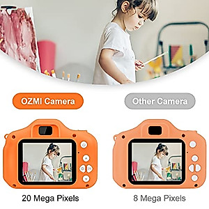 OZMI Digital Mini Camera for Kids, Christmas Birthday Gift for Kids Age 3-12, Selfie Camera for Toddler Boys Girls, Children Toy Camera for 3 4 5 6 7 8 9 Year Old Girls with 32GB Card - Orange