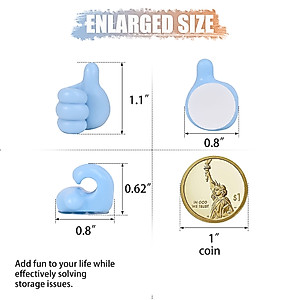 CERETIA 36 Pcs Self Adhesive Silicone Thumb Hooks, Multifunction Thumb up Wall Hooks for Cable Clip Key Holder Wall Hangers Wire Management Small Command Hooks