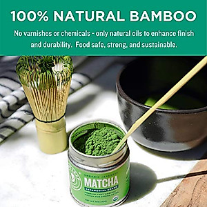 Jade Leaf Traditional Matcha Starter Set - Bamboo Matcha Whisk (Chasen), Scoop (Chashaku), Stainless Steel Sifter, Fully Printed Handbook - Japanese Tea Set
