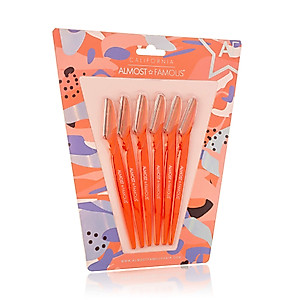 Almost Famous Face Exfoliator Beauty Razors For Face Hair Removal for Women, Orange (Pack of 6)