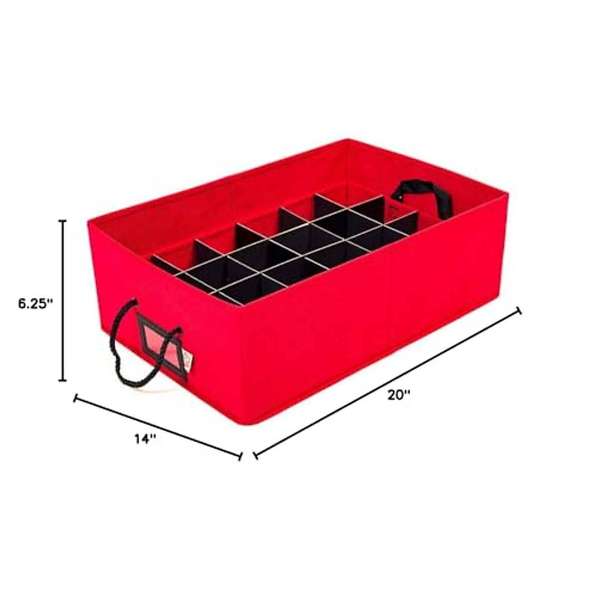 Santa's Bags [Christmas Ornament Storage Box with Dividers] - (Holds 48 Ornaments up to 3 Inches in Diameter) | Acid-Free Removable Trays with Separators | 2 Removable Trays