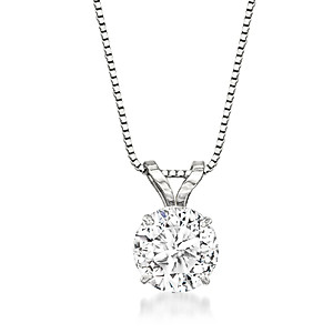 Ross-Simons 1.50 Carat CZ Solitaire Necklace in 14kt White Gold. 18 inches