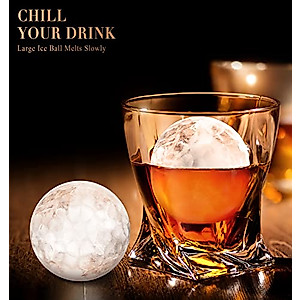 ICEXXP Whiskey Ice Ball Maker, [Fill without Funnel & Easy Release] 2.2'' Round Large Ice Cube Trays with Cover, Reusable Sphere Silicone Ice Tray with Lids for Bourbon, Brandy, Gift for Whisky Lover