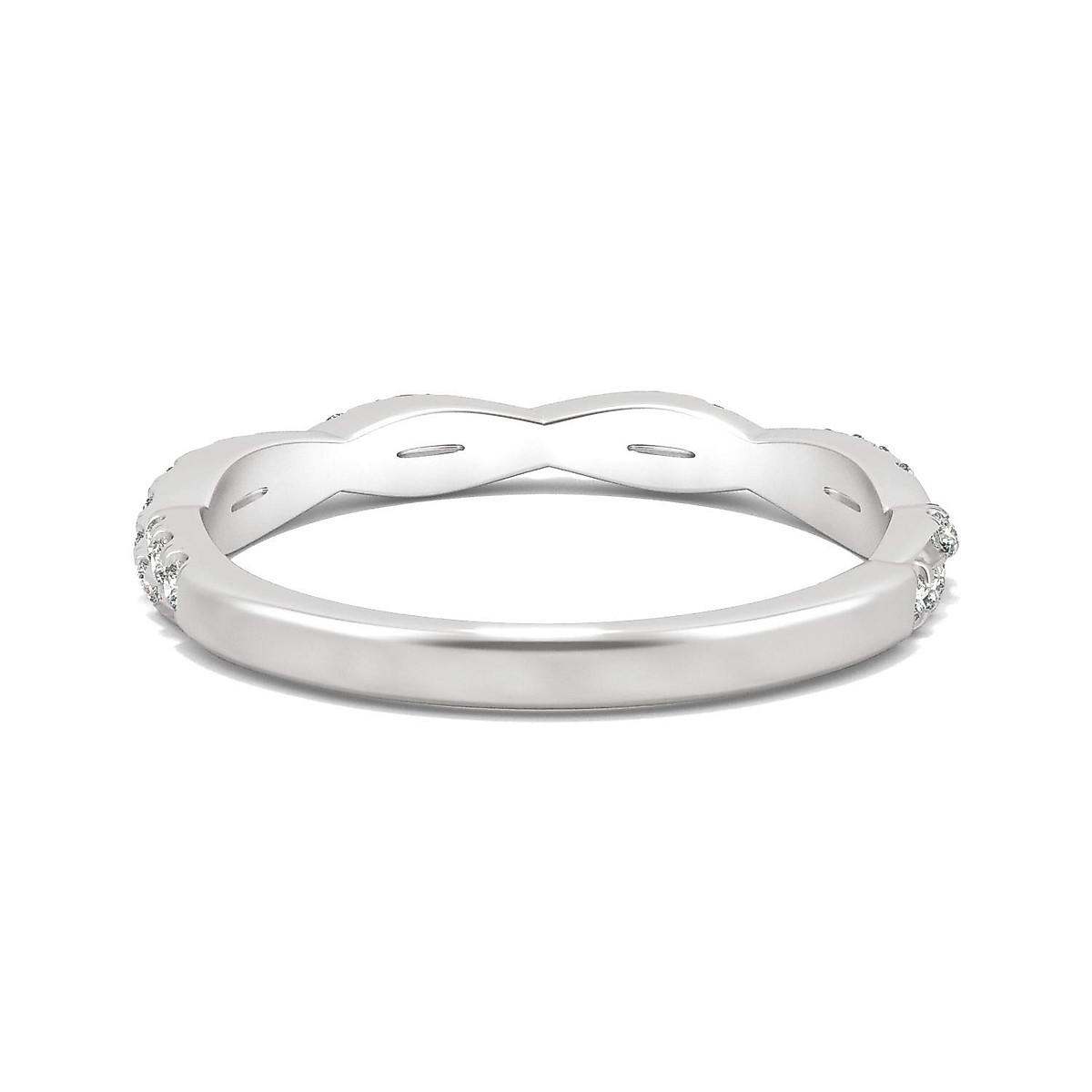 Charles & Colvard 14K White Gold Moissanite Twisted Wedding Band-size 7 0.32cttw DEW by Charles & Colvard