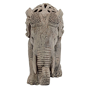 Design Toscano Anjan The Elephant Indian Decor Jali Animal Statue, 12 Inch, Brown Stone