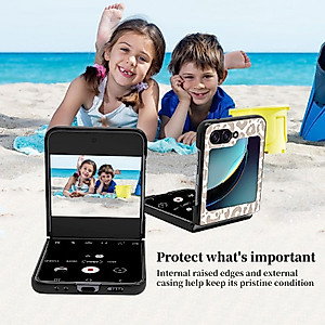 FUYOCWE for Samsung Galaxy Z Flip 5 Case,Leopard Cheetah Print Pattern Cover for Women Men, Slim Fit Lightweight PU Leather Hard PC Folding Phone Case for Samsung Galaxy Z Flip 5 5G 2023