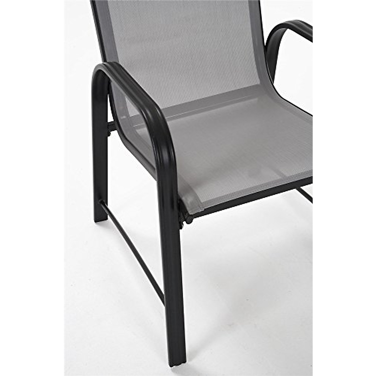 Cosco Outdoor Living Dining Chairs, 6-Pack, Gray Frame, Light Gray Sling (88645GLGE)