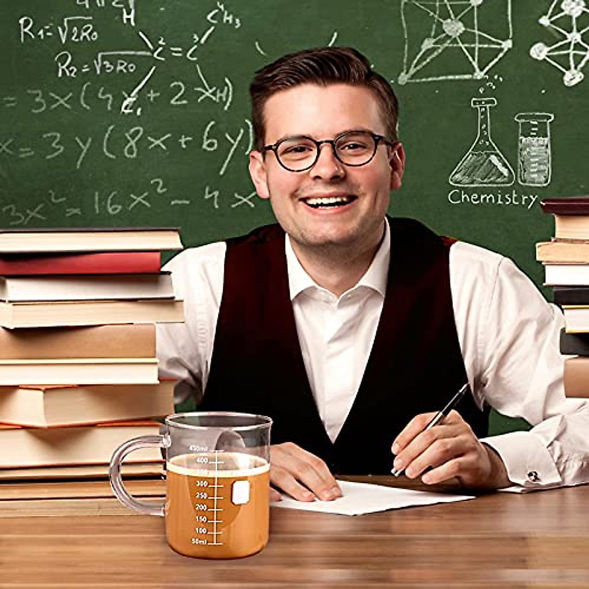 PSZEZNZ Caffeine Beaker Mug,Caffeine mug, Funny coffee mug,Coffee Mugs,Measuring for Coffee, Graduated Beaker Mug with Handle16 oz (450ml)