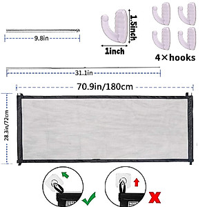 Pet Safety Guard Mesh Dog Gate [Easy-Series 70.9''x28.3'' ],Pet Gate Magic Gate for Dogs,Portable Folding Safety Gates Install Anywhere Wide Safety Fence for Hall Doorway and Stair