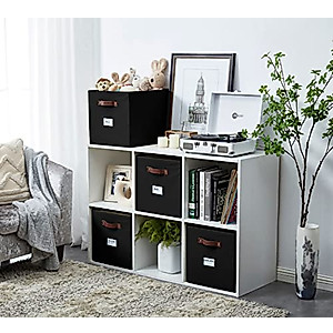 DECOMOMO Storage Baskets 13x15x13 Storage Cube Bins with Label Holders, Kallax Storage Cubes Baskets for Organizing Shelves Nursery Toy (Kallax / 4pcs, Black)