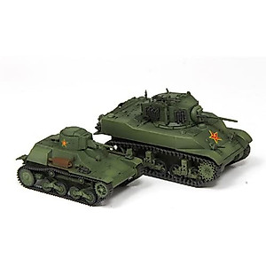 S-Model China PLA Captured Type 97 & M5A1 M5A1 Stuart Light Tank 2 Vehicles Set 1/72 ABS Tank Pre-builded Model
