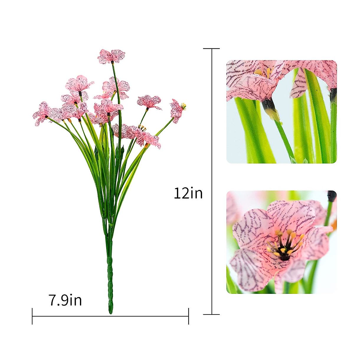 BLUEGUAN Outdoor Artificial Flowers, 30 Bundles Faux Artificial Flowers with 540 Small Fabric Flowers with UV Resistant Ideal ​Garden Decor for ​Women or Men