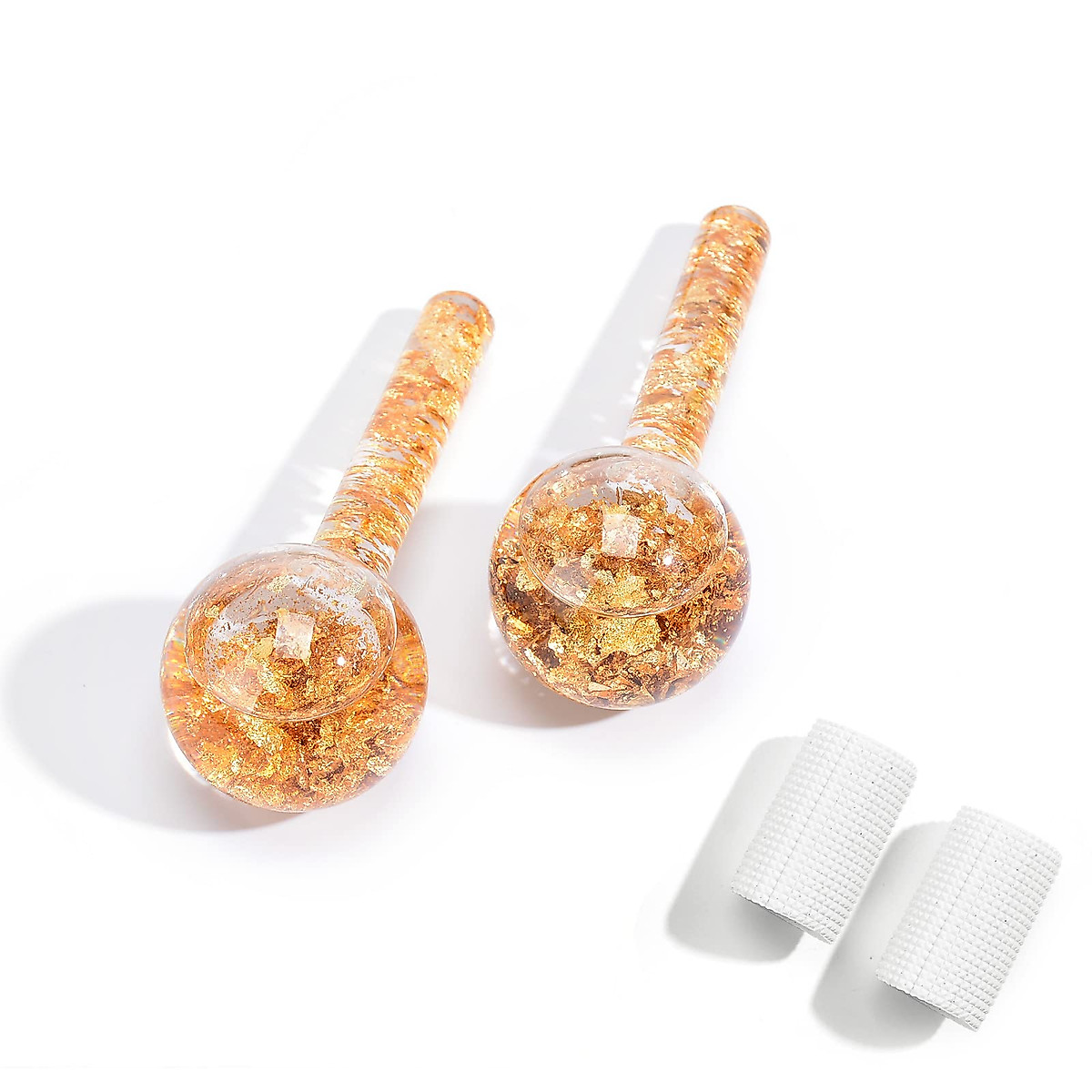 CIBLUTY Ice Cryo Sticks Facial Globe with Golded Essence- 2PC Cooling Globes for Cold or Hot Skin Massagers, Face Globe for Skin Care Routine